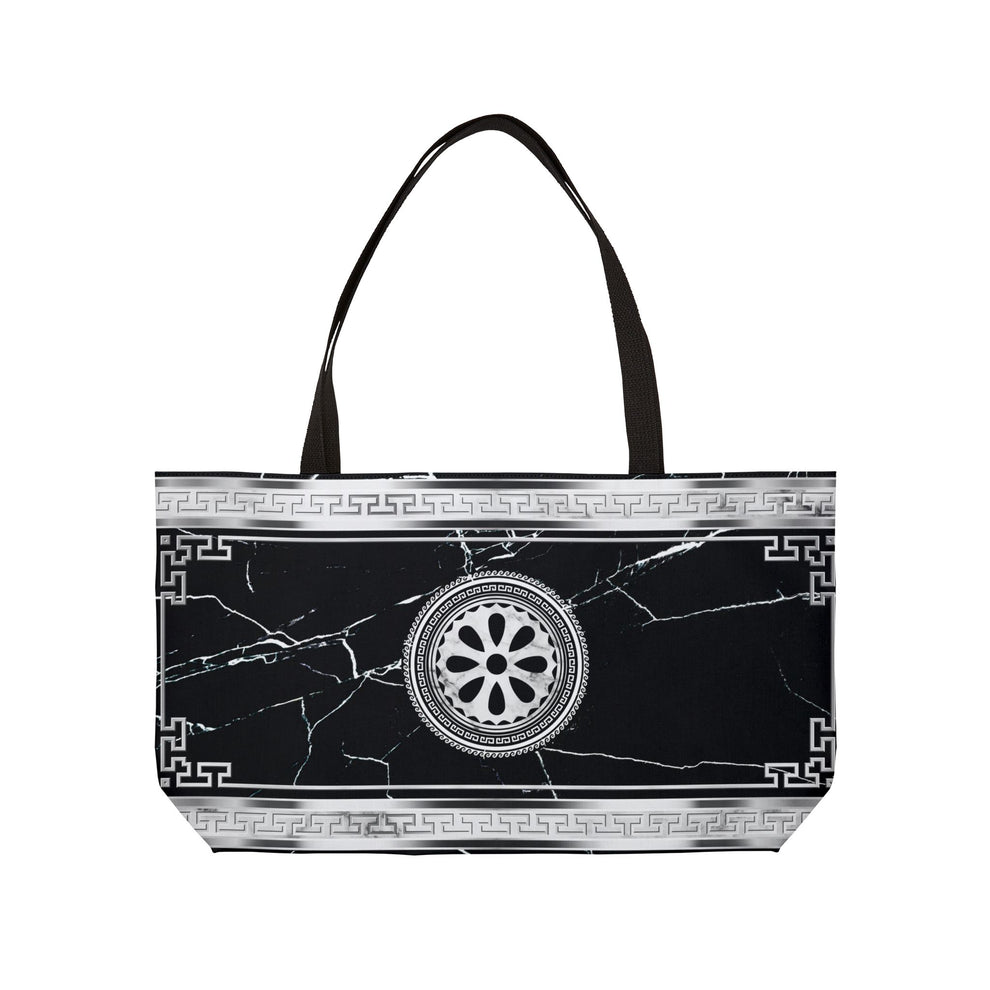 Greek Key Silver Black Marbleized Weekender Tote Bag – Yiorgos Designs