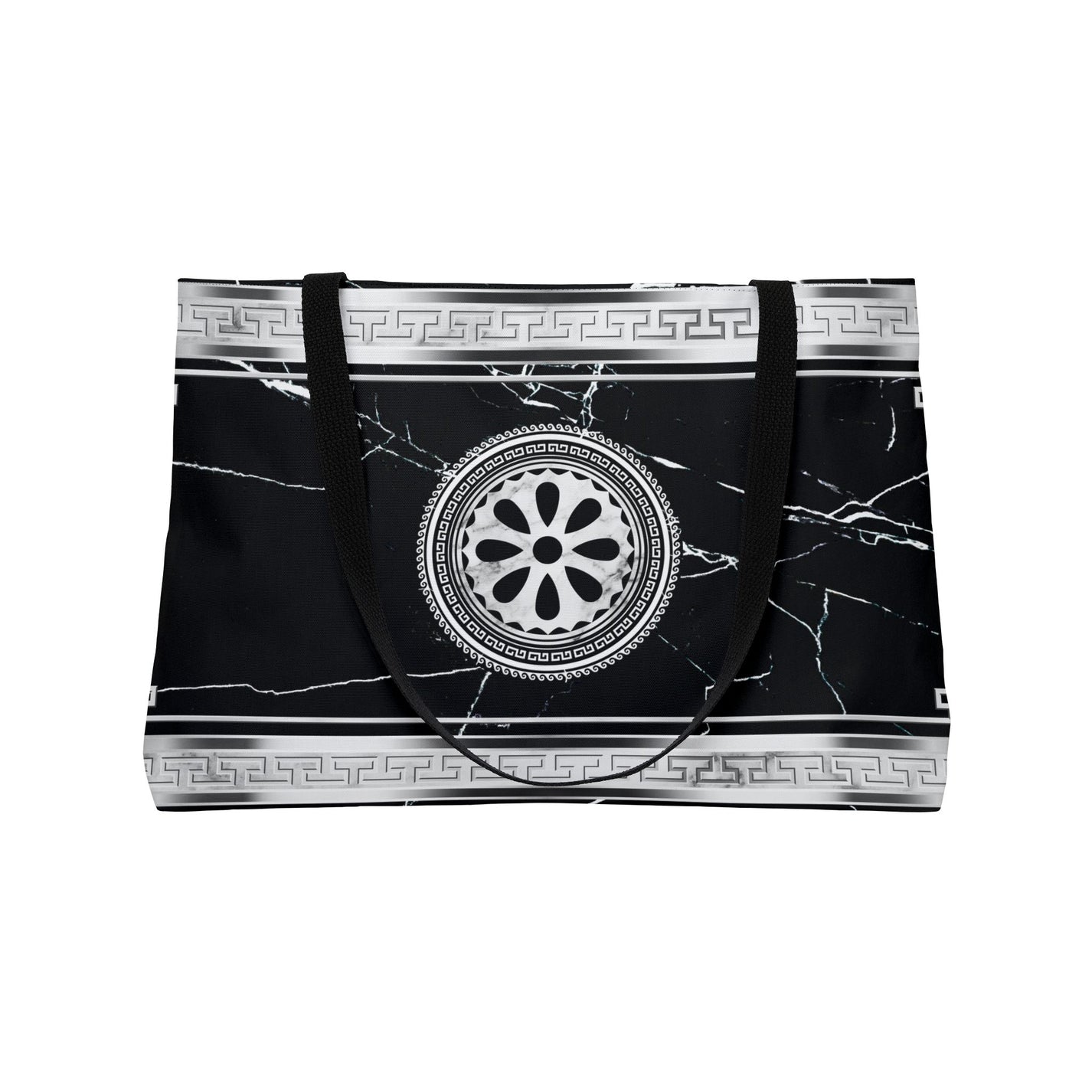 Greek Key Silver Black Marbleized Weekender Tote Bag – Yiorgos Designs