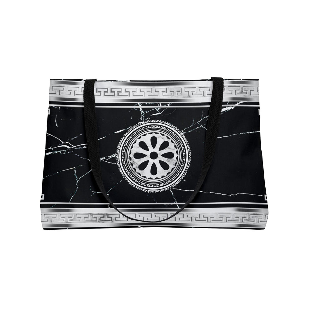 Greek Key Silver Black Marbleized Weekender Tote Bag – Yiorgos Designs